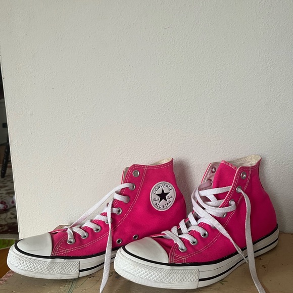 Converse | Shoes | Converse Fuchsia Hightop Sneakers | Poshmark